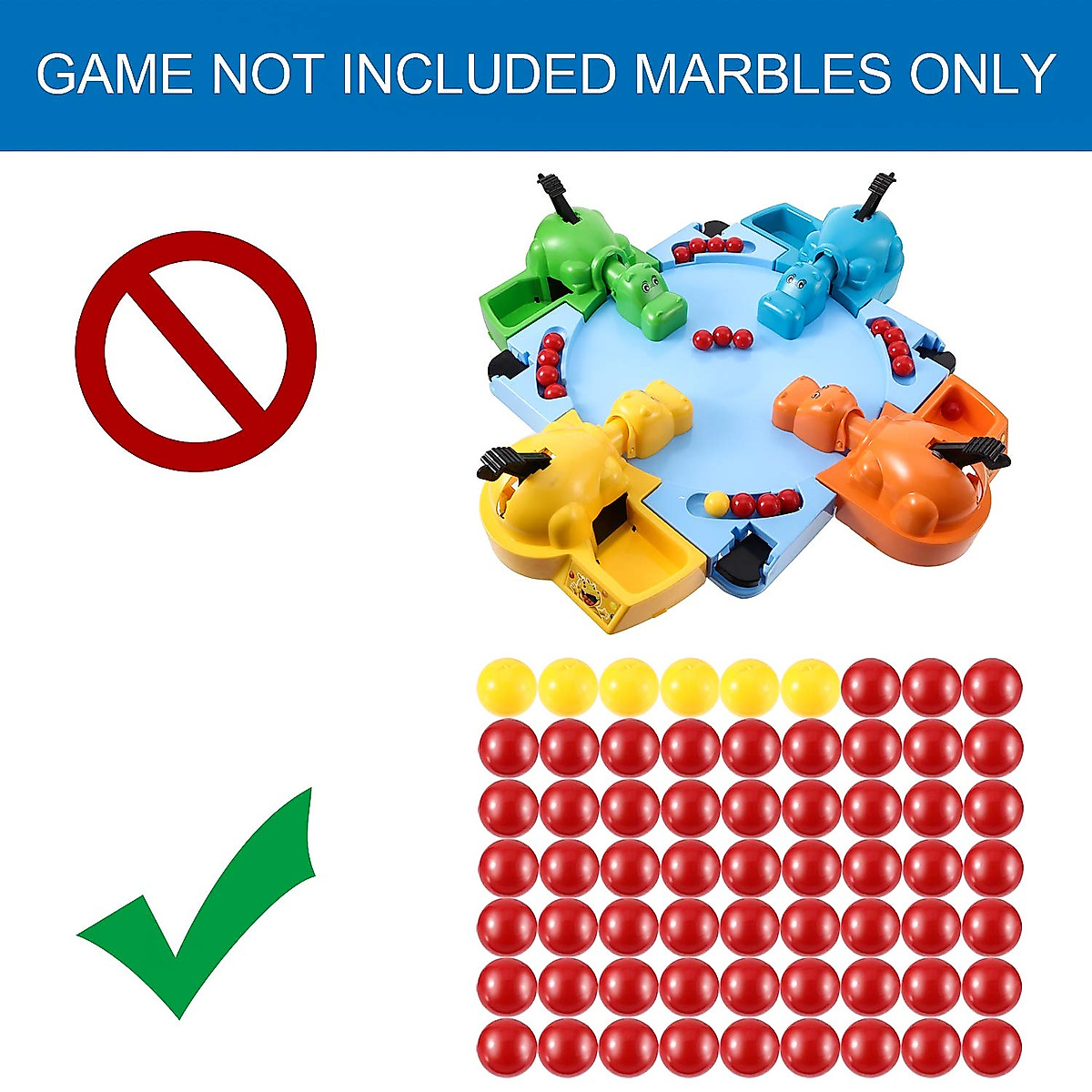 Gejoy 63 Pieces Game Replacement Marbles 3 Set Game Replacement Balls Compatible with Hungry Hungry Hippos, 57 Red Balls and 6 Yellow Balls