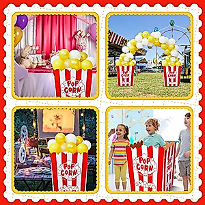 Giant Popcorn Box with Balloons and Balloons Pump Large Cardboard Popcorn Display Stand Popcorn Prop Decorations for Movie Night, Carnivals, Theme Party, Circus, Theater (50 Pcs)