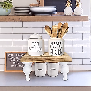 Ameuphercy Decorative Tray Riser Display Stand for Coffee Bar Table Decor Rustic Centerpiece Tray Counter Organizer for Kitchen Farmhouse Pedestal Stand Farmhouse, Brown…