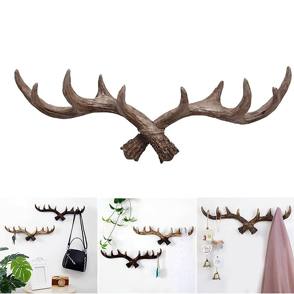 Wall Mount Hook,Coat Rack Wall Mounted,Retro Antlers Hook Decoration Wall Mount Hook Heavy Duty Hanger Towel Rack Light Color