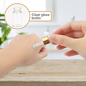 15Pcs Glass Essential Oil Dropper Bottles Clear Mini 1ml/2ml/3ml Perfume Dropping Bottle Cosmetic Sample Vials with Gold Cap and White Latex