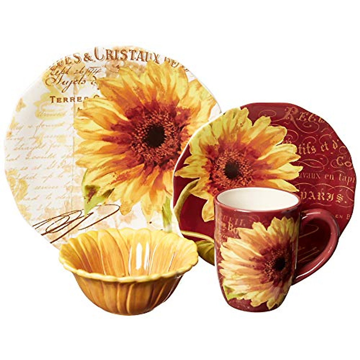 Certified International Paris Sunflower Ceramic Dinnerwae, Mulitcolored