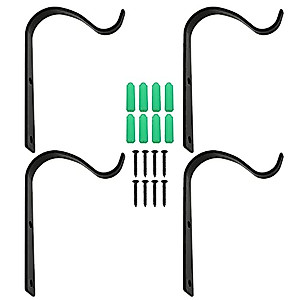 Heyous Iron Wall Hook 4PCS Black Rustic Iron Wall Hooks with Screws for Hanging Lanterns Coats Mason Jar Sconces, Heavy-Duty Metal Hooks for Plant Hangers Lights and Artworks, Decorative Coat Hook