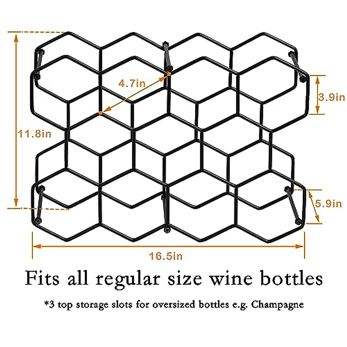 Set of 3 Countertop Wine Rack, 14 Bottle Wine Holder for Wine Storage, Freestanding Metal Wine Rack Honeycomb, Easy to Assembly, 3 Tier Tabletop Wine Holder for Cabinet, Pantry, Kitchen Bar(Black)