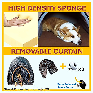 2 in 1 Extra Large Pet Winter House Convertible to Bed with Warm Cushion Mat, 2 Way Indoor Outdoor Portable Dog Kennel, Removable Washable Cover (XL Starry Sky)