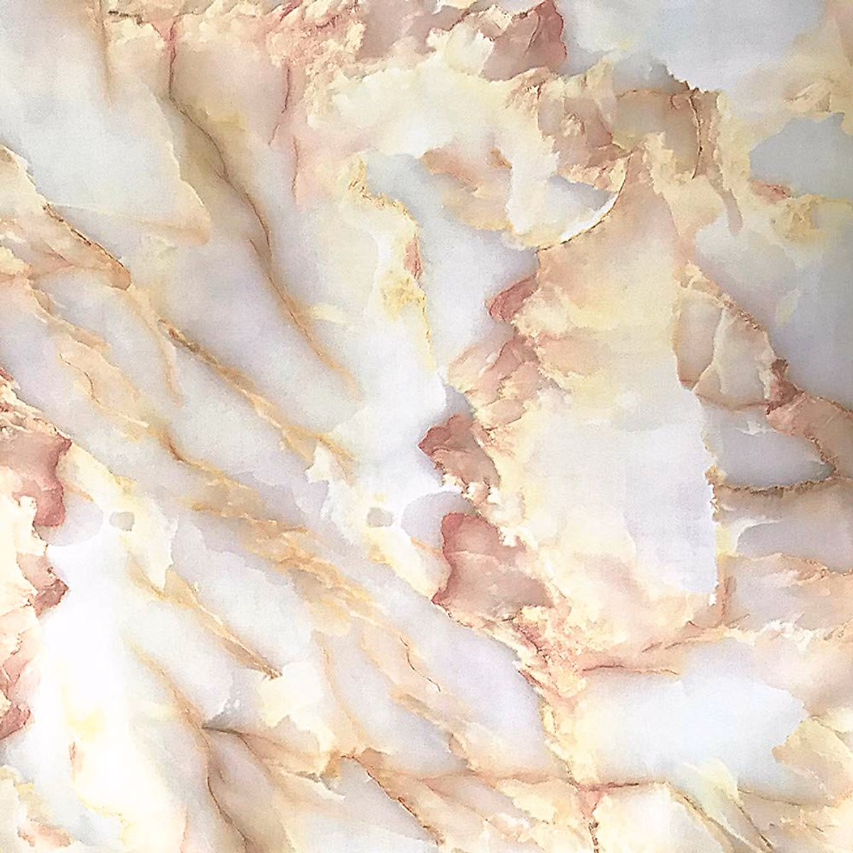 Yija Self Adhesive Granite White Pink Jade Look Marble Gloss Film Vinyl Counter Top Peel and Stick Wall Decal 15.6inch by 79inch