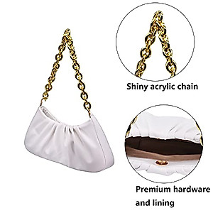 Zengmei Shoulder bag, Designer Bag, Saddle Purse for Women Female Girl 15-White Gold Chain