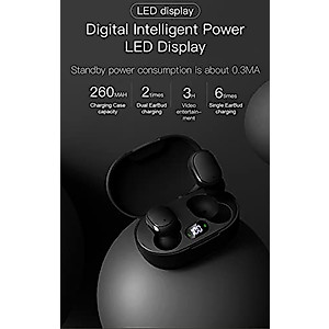 eDealz Fully Wireless Bluetooth 5.0 Rechargeable iPX4 Water & Sweat Proof Earbud Headphones w Microphone, Touch Controls, Smart LCD Charging Case, 3D Stereo Bass and Noise Cancelling (Black)