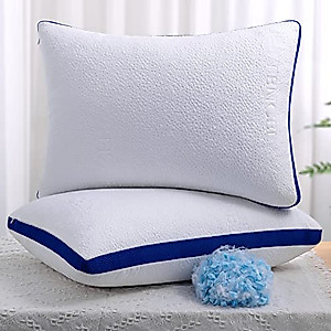 OYT Cooling Bed Pillows for Sleeping 2 Pack King Size Shredded Memory Foam Pillows for Sleeping Set of 2 with Adjustable Loft Bed Gel Pillows for Back and Side Sleeper