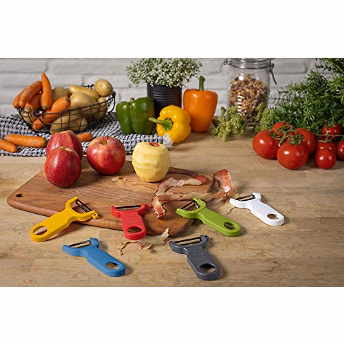 Kuhn Rikon Original Swiss Peeler Set, 4-Inch, Set of 3, Translucent Red/Green/Yellow