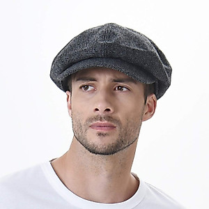 WITHMOONS Newsboy Hat Wool Felt Simple Ivy Cap SL3525 (Black)