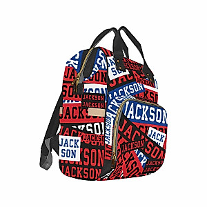 Custom Diaper Bag, Red Black Blue Name Personalized Diaper Backpack Mummy Nursing Baby Bags Shoulders Bag Casual Daypack Travel Bag for Mom Mother's Day
