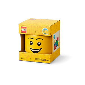 LEGO Iconic Storage Head Large, Stackable Storage Box, 8,5 L, Yellow, Happy Boy