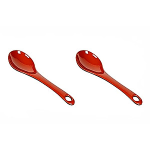 JapanBargain 2382, Serving Spoons Japanese Soup Serving Spoons Chinese Soup Serving Spoons Rice Serving Spoons Table Serving Spoons, Black and Red, Pack of 4