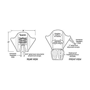 SKWOOSH High Back Kayak Seat with Lumbar Roll and Gel Seat Cushion for kayaking comfort Made in the USA