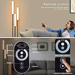ZEROUNO LED Floor Lamp, Modern Floor Lamp with Remote Control& Stepless Dimmable, 3-Light with Foot Switch, Brightness Adjustable Standing Lamp for Living Room, Bedroom, Study and Office.