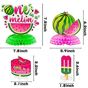 OSNIE 12Pcs Watermelon 1st Honeycomb Centerpieces Table Toppers for Kids One in a Melon Party Decor Summer Fruit Pink Watermelon Party Supplies One Year Old Birthday Party Baby Shower Photo Prop