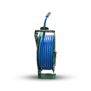 RMX BluSeal Auto Retractable Water Hose Reel with Hot & Cold Water Rubber Garden Hose, Spray Nozzle - Ultra Light, Super Strong with 6' Lead-in Hose (3/4” x 50’ Green)