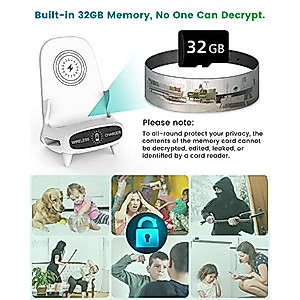 KINGDANS 10W 32GB Hidden Camera Wireless Charger, 1080P Spy Camera Hidden Camera for Home Security, Smart Remote Nanny Cam, WiFi Spy Cam, Fast Wireless Charging Compatible iPhone 13/12/11 - No Sound