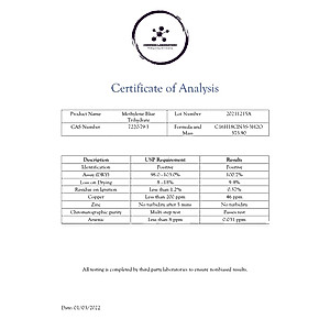 COMPASS LABORATORY Methylene Blue Pharmaceutical Grade, USP Grade, Third-Party Tested Brain Health Dietary Supplement for Humans, No Formaldehyde, Made in USA (1% 50ml Bottle)