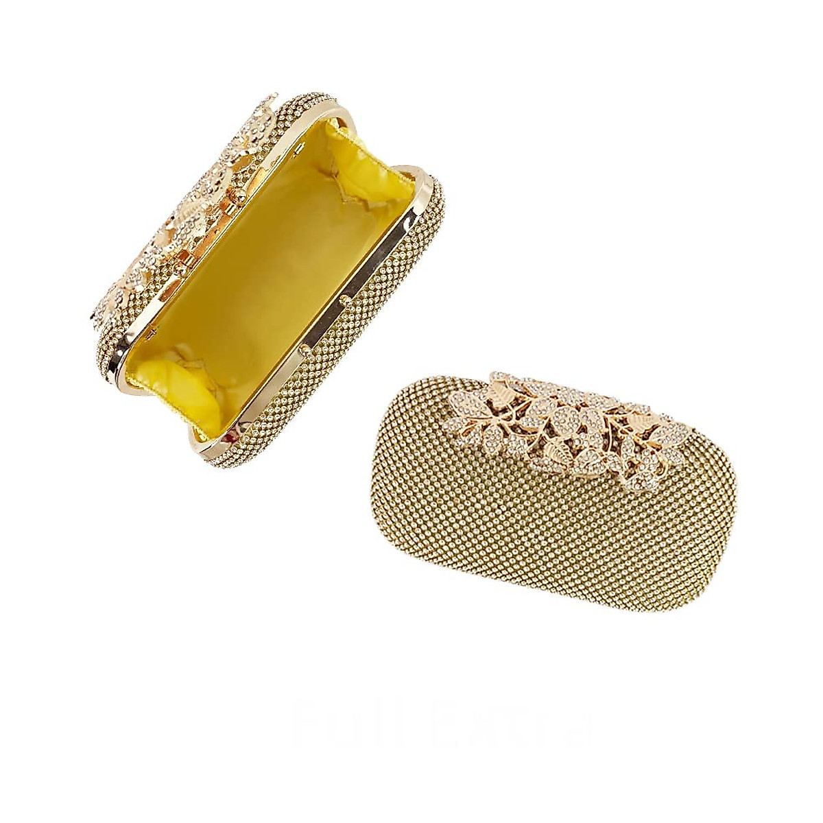 shiiriin | Women's Rhinestones Bling Crystal Clutch Purse Hand Bag | Bridal Wedding Daytime Evening Party (Gold)