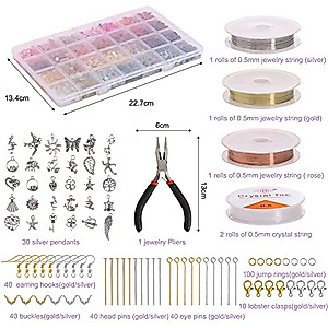 Quefe 1800pcs 56 Colors Crystal Beads, Ring Making Kit, Gemstone Chip Beads Irregular Natural Stone with Jewelry Making Supplies for DIY Craft Bracelet Necklace Earrings, Craft Gifts