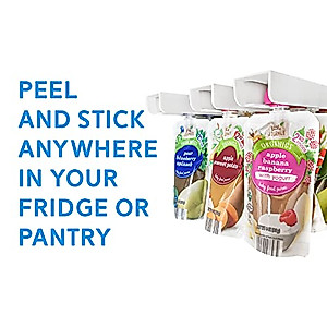 Storage Theory Food Pouch Slider Organizer for Kitchen Pantry, Cabinet and Refrigerator - Peel and Stick Storage for Applesauce, Yogurt, Baby Food Pouches - 3 pk