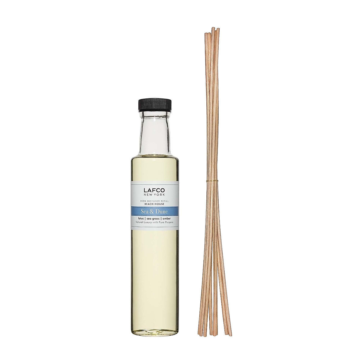 LAFCO New York Reed Diffuser Refill, Sea & Dune - 8.4 oz - Up to 4-Month Fragrance Life - Includes Natural Wood Reeds - Free of Dyes & Propellants - Made in The USA