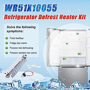 WR51X10055 Refrigerator Defrost Heater Kit,WR55X10025 Temperature Sensor,WR50X10068 Defrost Thermostat Replacement for General Electric Hotpoint Refrigerators Replaces WR51X10030
