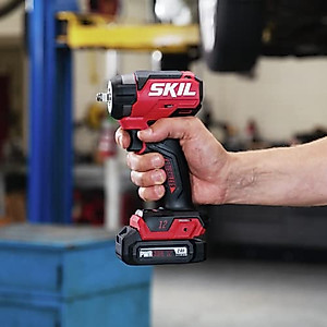 SKIL PWR CORE 12 Brushless 12V 3/8 In. Compact Impact Wrench Kit with 3-Speed & Halo Light Includes 2.0Ah Lithium Battery and PWR JUMP Charger - IW6744A-10