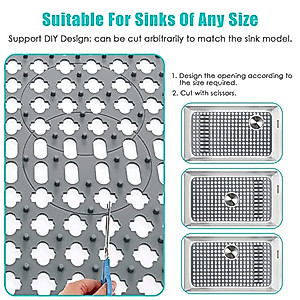 Kitchen Sink Mat, Sink Protectors for Kitchen Sink, DIY Silicone Sink Mat 25”x13” Non-Slip Folding Sink Grates for Bottom of Farmhouse Stainless Steel Porcelain Sink, Can Be Cut to Any Size Grey-1 PCS