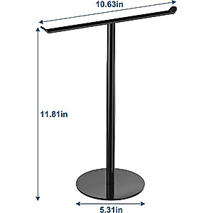 Namzi Towel Rack T-Shaped Hand Holder for Bathroom, Headband and Lightweight Bathroom Rack, Kitchen Black Bracket, Stainless Steel Waterproof Counter Organizer - Black