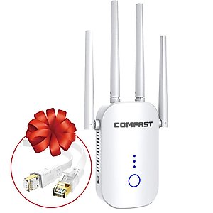 1200Mbps WiFi Range Extender Repeater, Coverage Up to 3000 sq.ft and 25 Devices, 2.4&5GHz WiFi Extender Signal Amplifier with 5 Working Modes