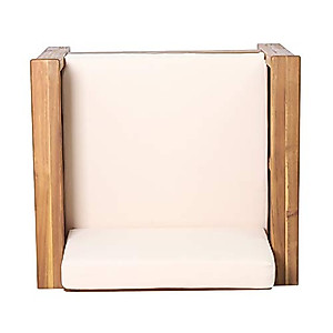 Christopher Knight Home Louver Club Chairs, Teak + Cream