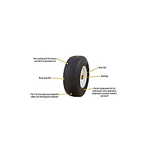 N12 2 New HORSESHOE 11x4.00-5 Flat Free Smooth Tires w/Steel Rim for Zero Turn Lawn Mower Garden Tractor - Hub length 3inch-5inch with 3/4inch OD Axle Shaft 114005 T161