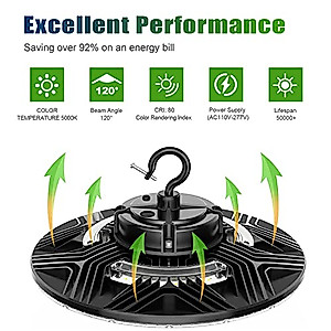 KUKUPPO LED High Bay Light 240W UL/DLC Certified 36,000LM 5000K High Bay LED Shop Light, Full Screen Lens Cover 0-10V Dimmable LED Warehouse Lights AC100-277V [1000W HPS/HID Equiv]