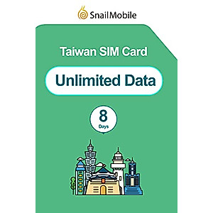 SnailMobile Taiwan SIM Card 8-Day Unlimited Data Usage for China Travel,Data Roaming(3-in-1 SIM Card)