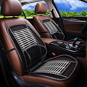 HACORO Ergonomic Bamboo Car Seat Pad, Mesh Lumbar Support Chair Back Support with Elastic Strap Back Rest for Office Chair/Car Seat/Back Pain Relief