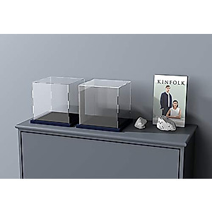 HEMYLU Display Case with Black Velvet Base, Simple Self-Assembly Clear Acrylic Display Box with Lid, 11 Inch Cube Countertop Box for Collectibles, Home Organization (11x11x11 inch)
