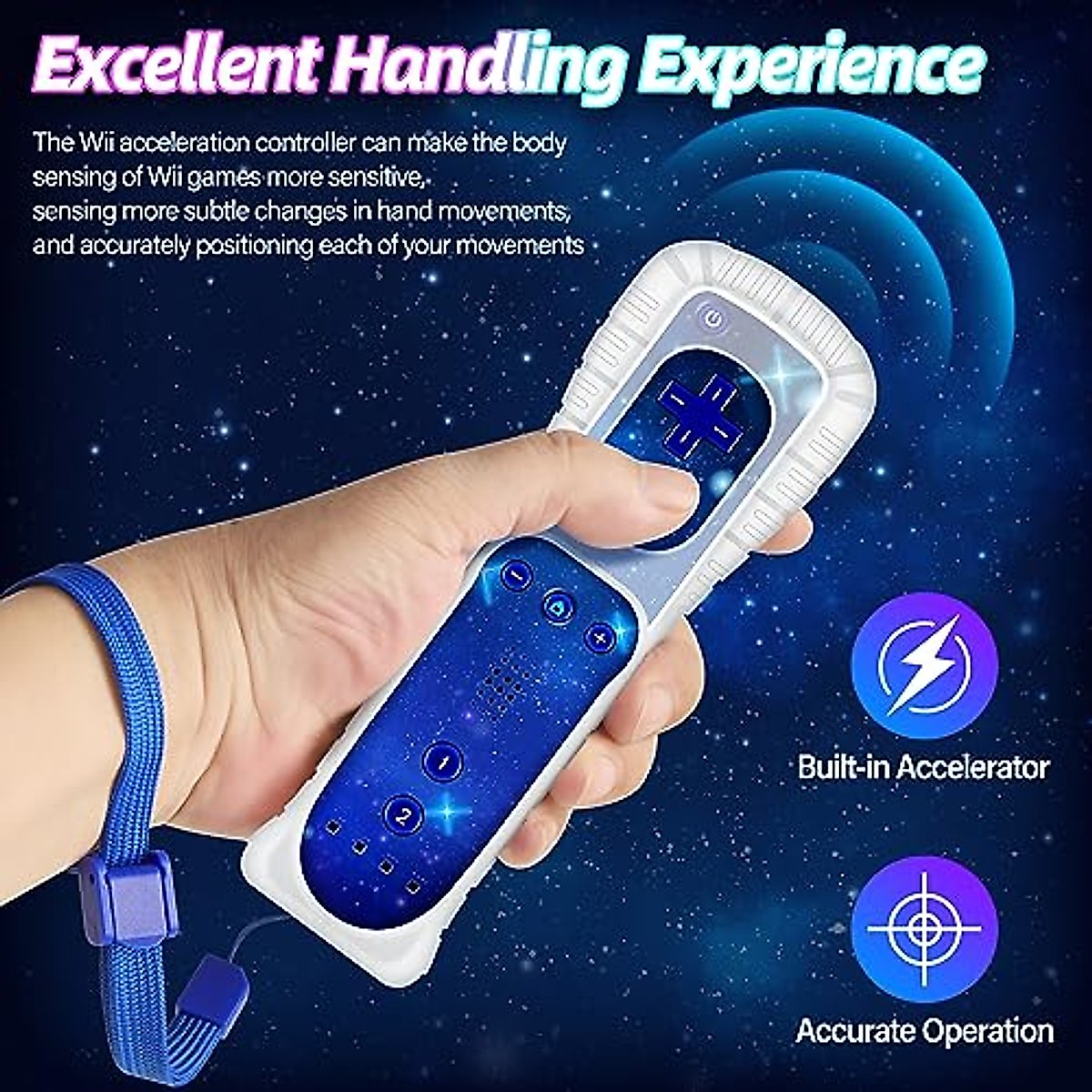 Yosikr Wii Controller 2 Pack, Wii Remote Controller with Silicone Case and Wrist Strap Compatible for Wii/Wii U Console - Starrysky and Graffiti