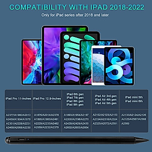 Pencil for iPad (2018-2024),EDIVIA New Fast Charging and Palm Rejection Stylus Pen for iPad Pro M4 2024,iPad Air M2 2024,iPad Pro 11/12.9 Inch,iPad Air 5th 4th 3rd, iPad 10th/9th Generation,Black