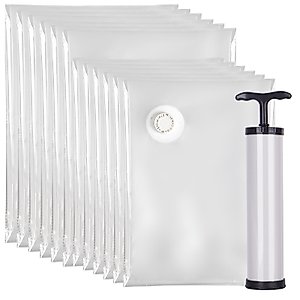 AUKUS Vacuum Storage Bags with Manual Air Pump, 2 Pack Space Saver Bags, 6 Medium/6 Small Compression Storage Bags for Comforters and Blankets, Vacuum Sealer Bags for Clothes Storage