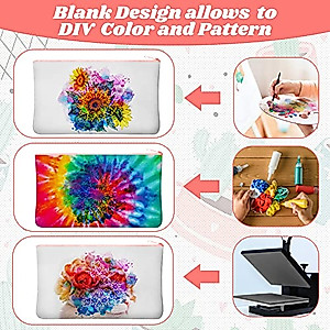 50 Pieces Sublimation Blank Canvas Makeup Bags Bulk Blank DIY Heat Transfer Cosmetic Makeup Bags Canvas Pen Case Pencil Bags Clear Sublimation Blank Pouch with Zipper (Mixed Colors, 7 x 4.3 Inch)
