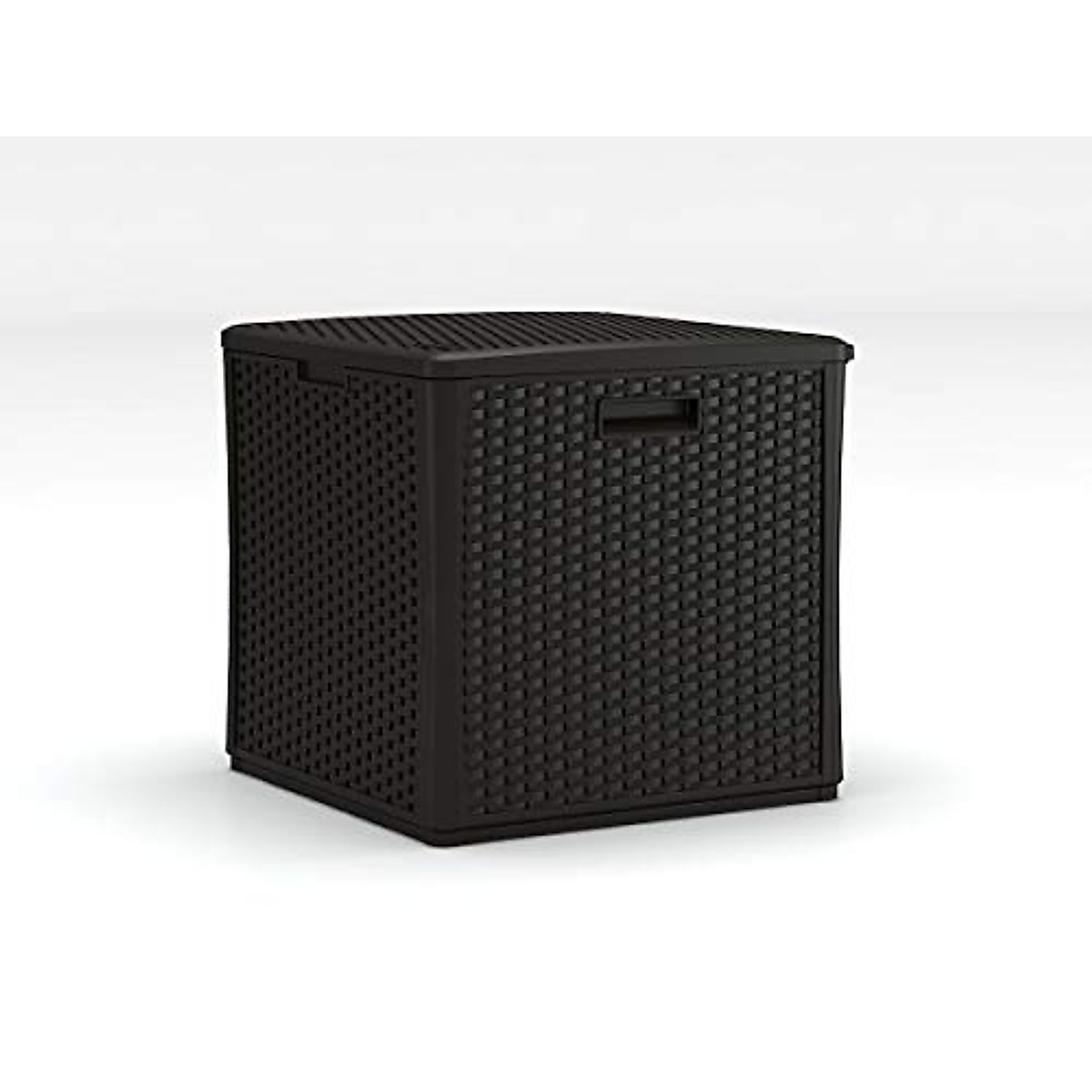 Suncast 30 Gallon Resin Outdoor Patio End Table Storage Box, Java