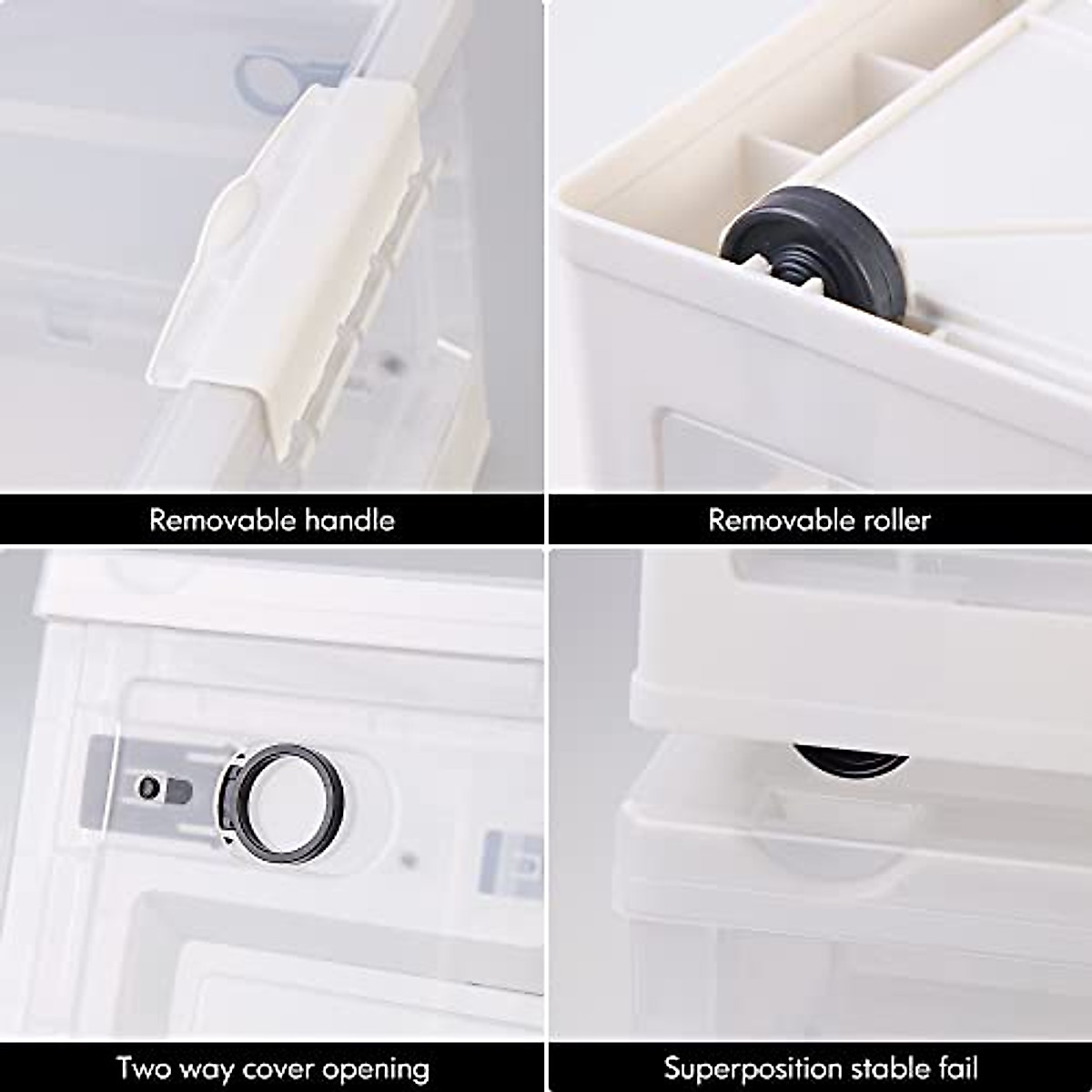 Homeforce Closet Organizers and Storage - Stackable Storage Bins with Lids and Wheels, 23 Gal Collapsible Plastic Storage Containers, 2 Pack Foldable Box for Dorm Bedroom Organizing,White