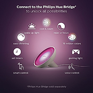 Philips Hue Bloom Dimmable LED Smart Table Lamp (Requires Hue Hub, Works with Amazon Alexa, Apple HomeKit and Google Assistant), White and Lavendar