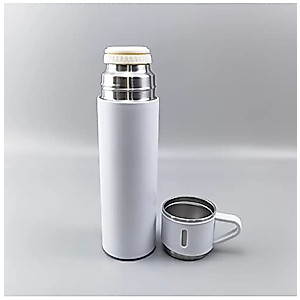 Stainless Steel 500 ML Vacuum Flask/Bottle/Thermos for Hot and Cold Drinks with Three Cups (white)