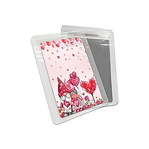 Carosoffe Valentine's Day Small Compact Mirror for Purse, Pink Gnomes Couple Love Heart Tree Rose Travel Makeup Mirror for Women Men, Rectangular Handheld Compact Pocket Mirror 4 PCS
