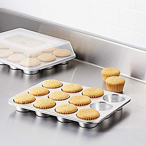 AmazonCommercial Aluminum Muffin Pan, 12 Cup with Lid
