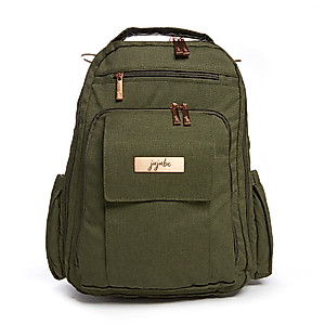 JuJuBe Diaper Bag, Travel Backpack with Portable Changing Pad, Stroller Hooks & Pockets for Baby Bottles, Diapers, Pacifier, Wipes, Snacks, & Daily Essentials, Mommy Carrier, Be Right Back - Olive